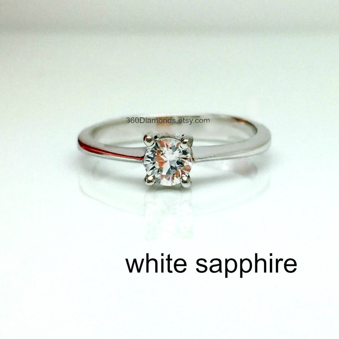 White Sapphire Engagement Ring, Snow Cuddle White Sapphire Ring ...