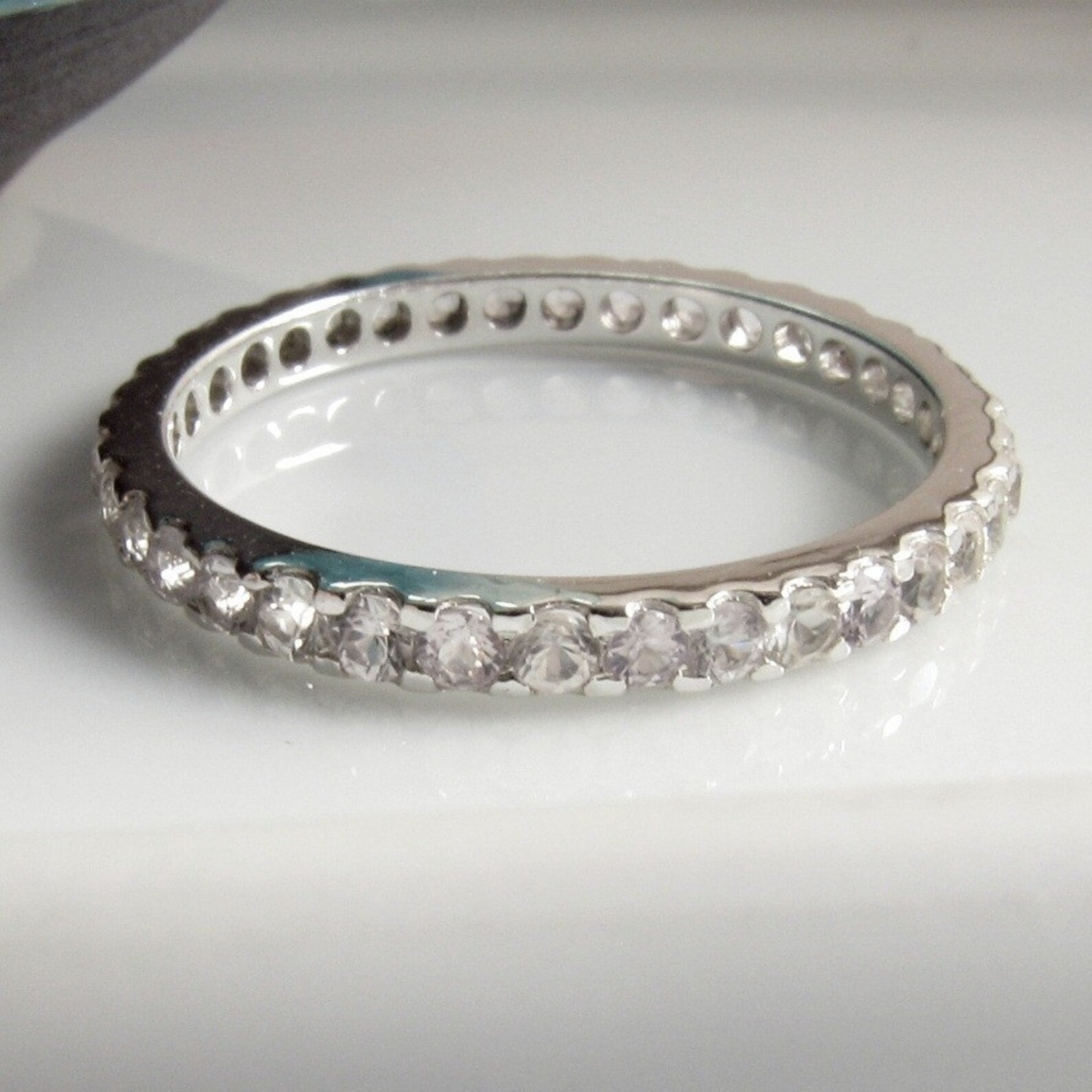 Eternity Diamond Double Band - 14K White Gold Double Stack Diamonds ...