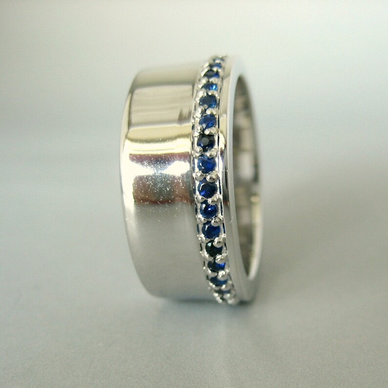 Paradise Blue Sky Sapphire Ring, Blue Sapphire Eternity Ring, Sterling ...
