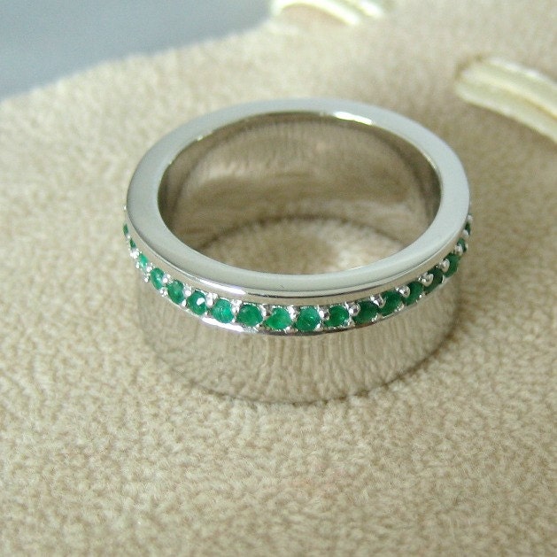 Iced Green Apple Eternity Ring, Emerald Ring, Green Eternity Ring ...