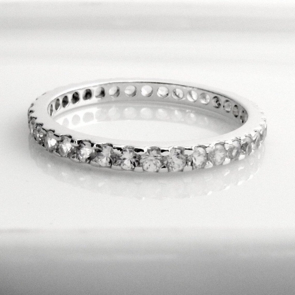 Promotion Eternity Diamond Stackable Band 14K White Gold - Etsy