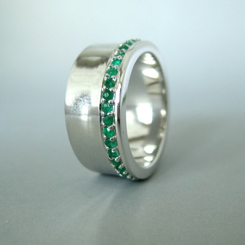 Iced Green Apple Eternity Ring, Emerald Ring, Green Eternity Ring ...