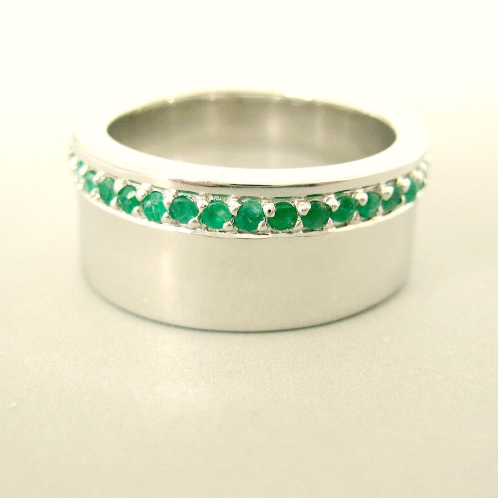 Iced Green Apple Eternity Ring, Emerald Ring, Green Eternity Ring ...