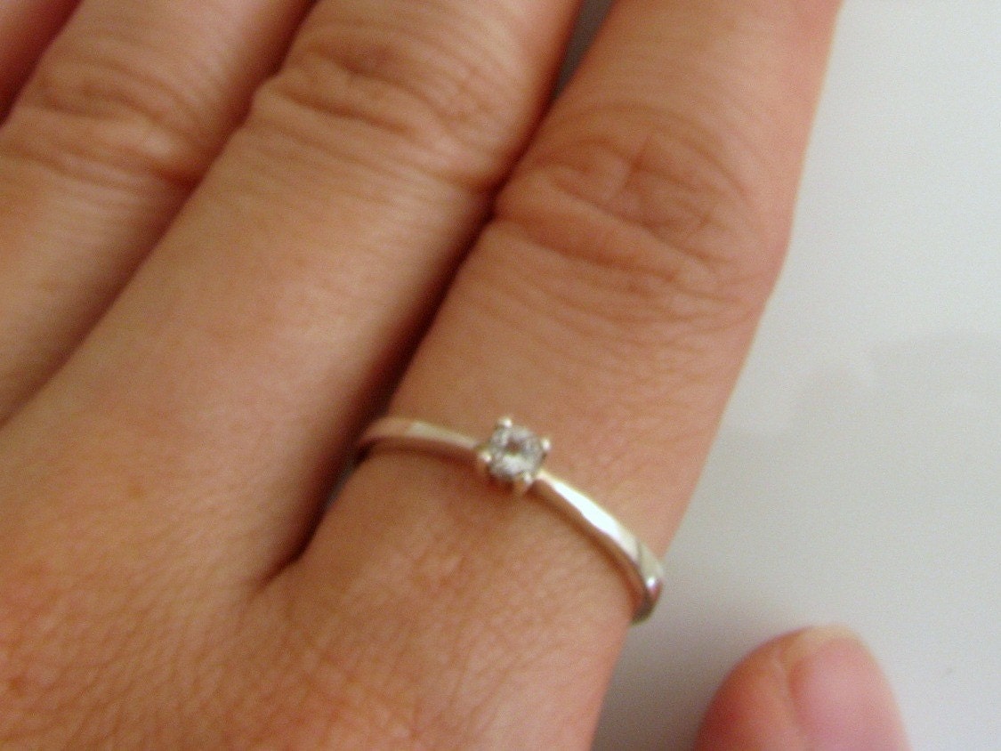 Luminous Sapphire Solitaire Ring White Sapphire Engagement | Etsy