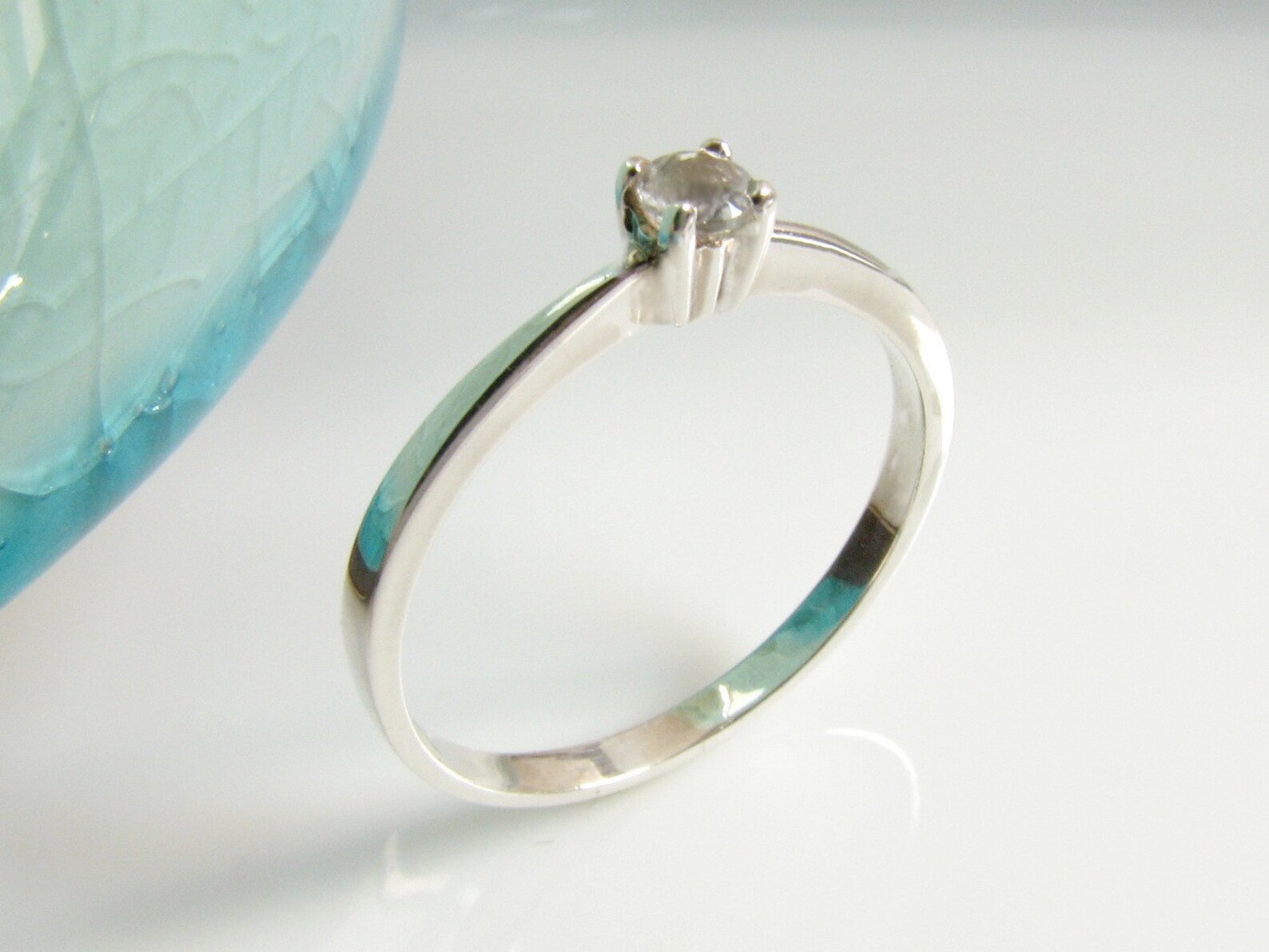 Luminous Sapphire Solitaire Ring White Sapphire Engagement | Etsy