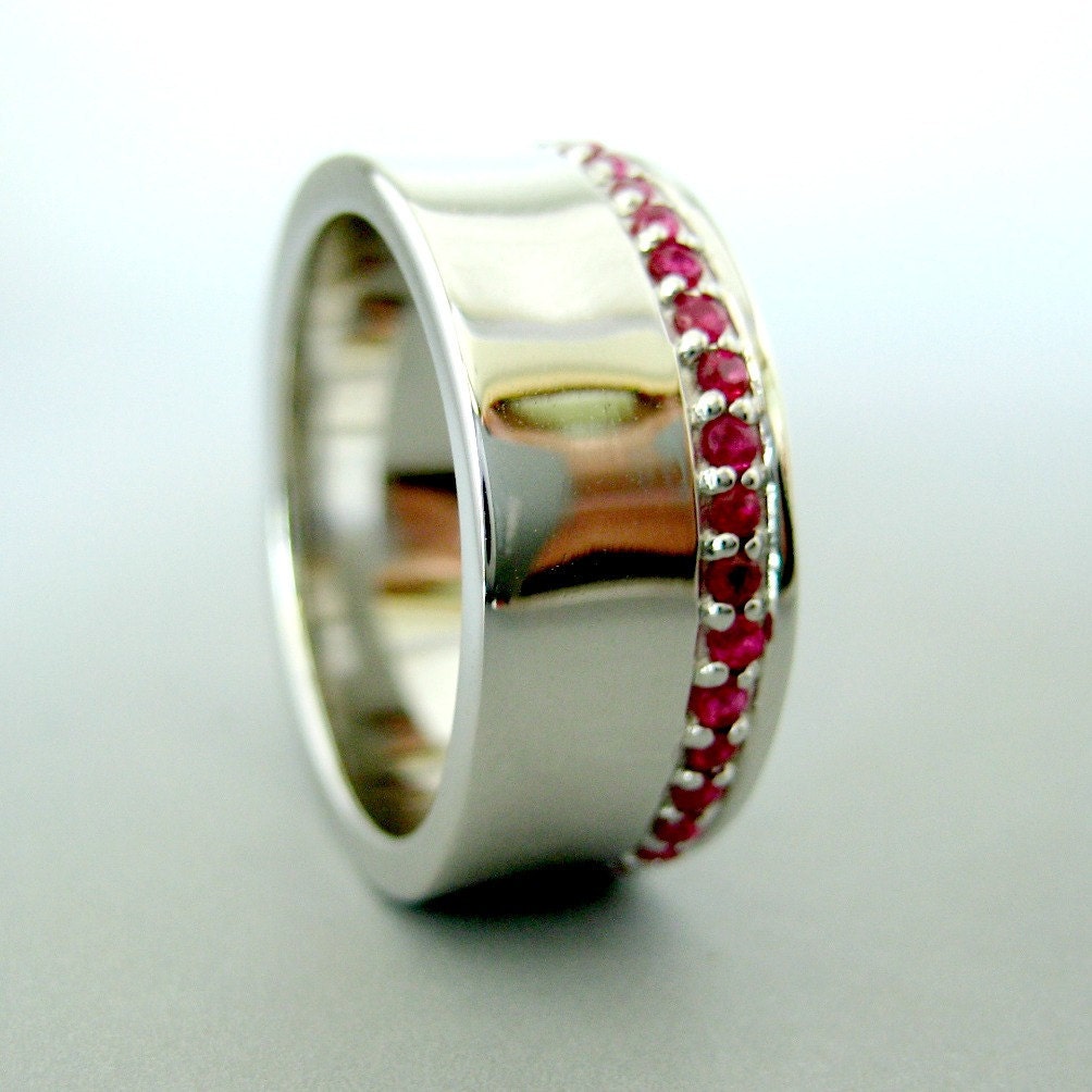 Fire Cracker Red Ruby Eternity Band, Ruby Eternity Ring, Wide Sterling ...