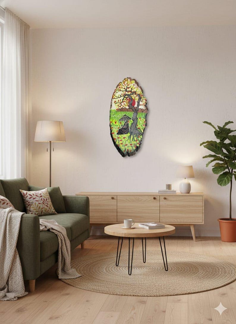 Japanese Style Painting, Made With Pyrography, is Hand Painted. - Etsy