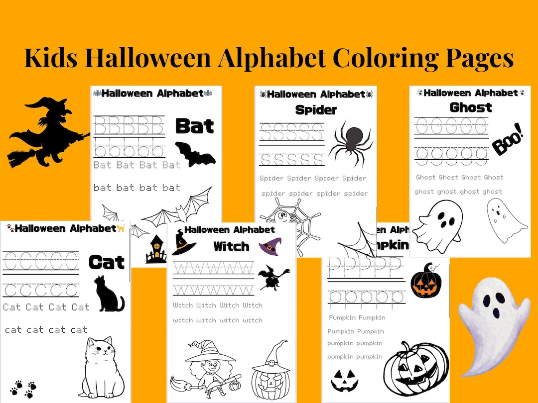 Halloween Alphabet Tracing Worksheets for Kids | Preschool Printable ...