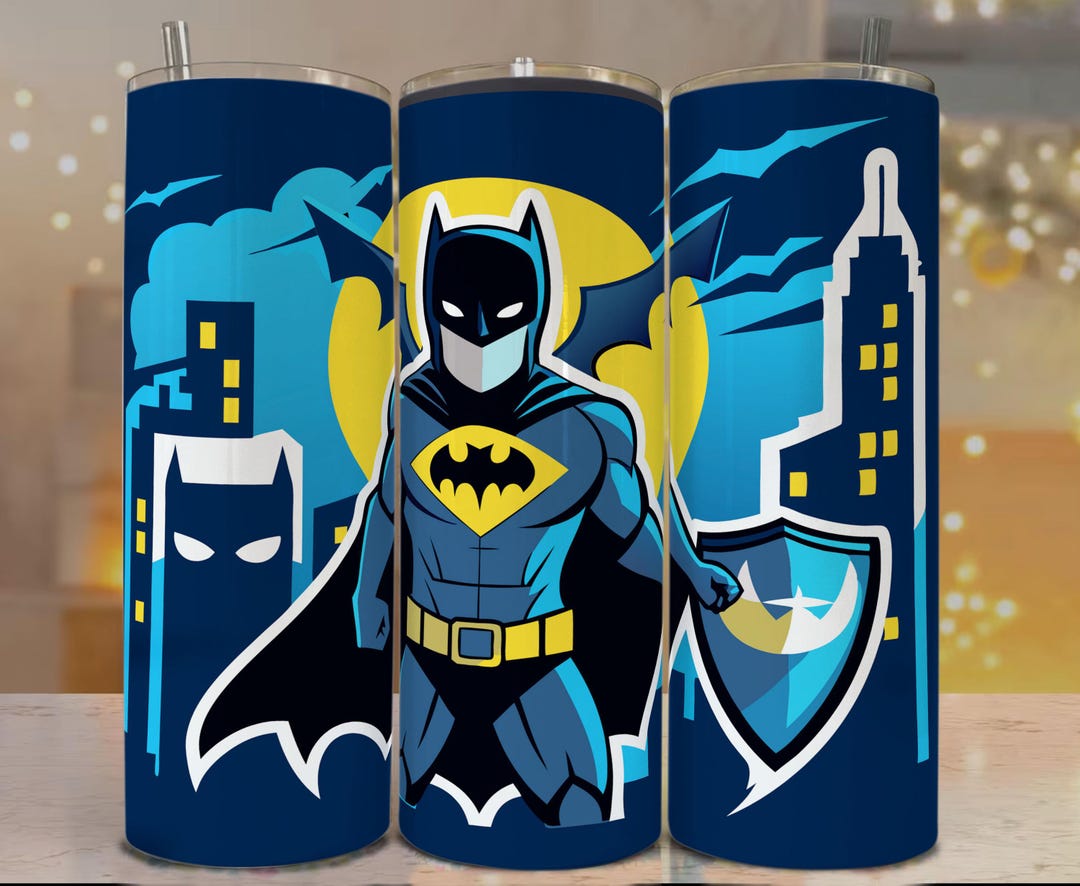 Blue Batman Superhero 20oz Tumbler Wrap PNG | Gotham Hero Comic Style ...