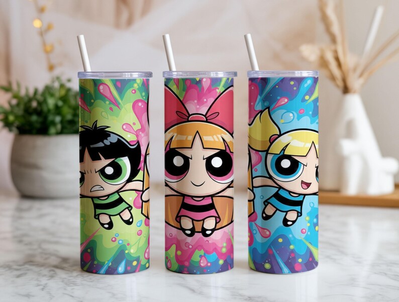 Powerpuff Girls Tumbler Wrap PNG | Cartoon Sublimation Design | 20oz ...