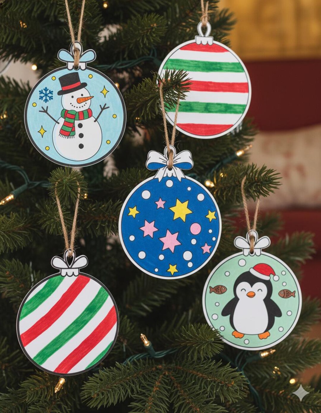 41 Christmas Bauble Coloring Pages to Print | LARGE PACK Instant ...