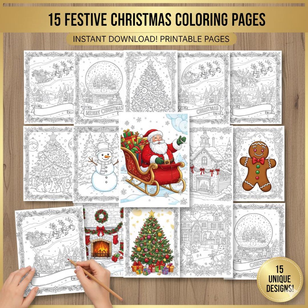 Pack of 15 Festive Christmas Coloring Pages | Printable Christmas Pages ...