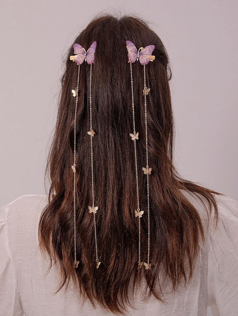 2 Pcs Butterfly Tassel Hair Claw Clip, Elegant Resin Hair Barrette for ...