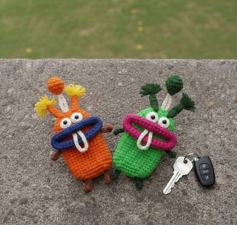 Monster Key Cover Crochet Pattern PDF | Big Mouth Key Cozy | Cute ...