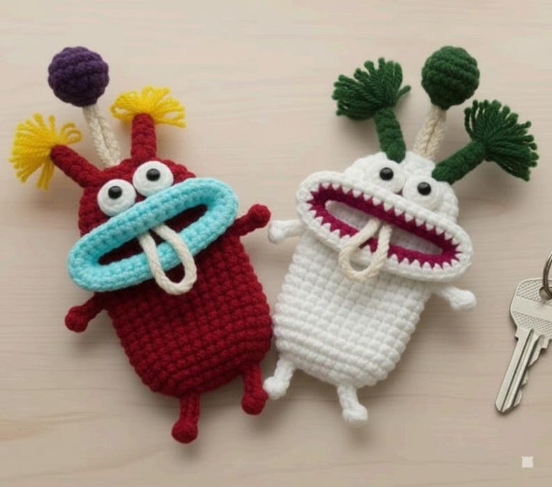 Monster Key Cover Crochet Pattern PDF | Big Mouth Key Cozy | Cute ...