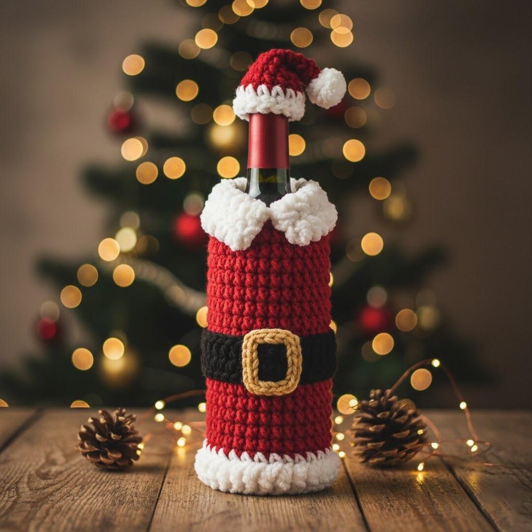 Santa Wine Bottle Crochet Pattern | Christmas Wine Cozy PDF - Etsy