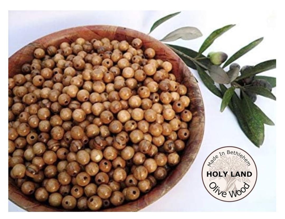 8mm ~ Olive Wood Round Handmade Beads Polished Rosary Jewelry Holy Land ...
