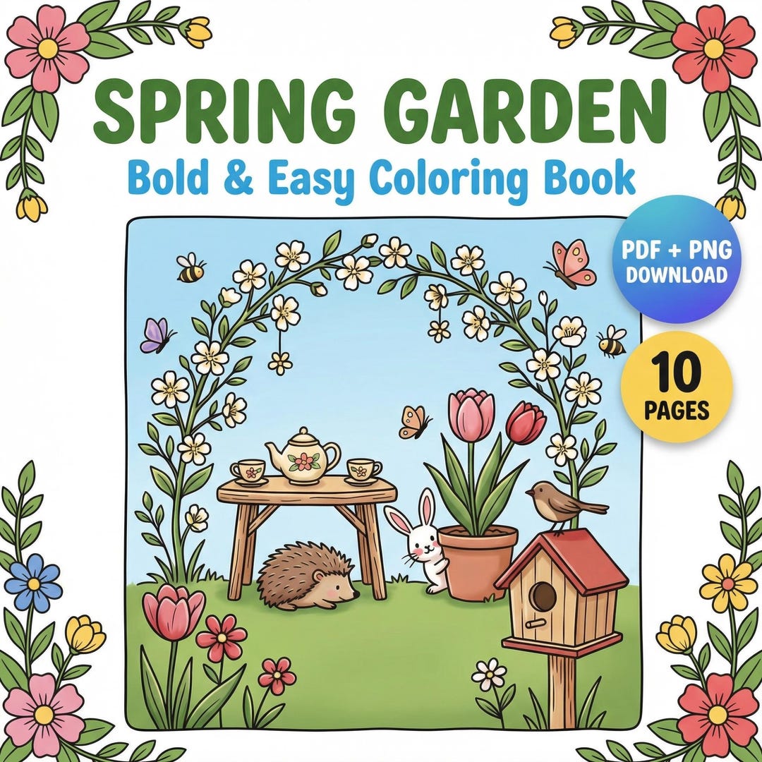 Spring Garden Coloring Pages – Flowers, Butterflies, Nature Scenes (10 ...