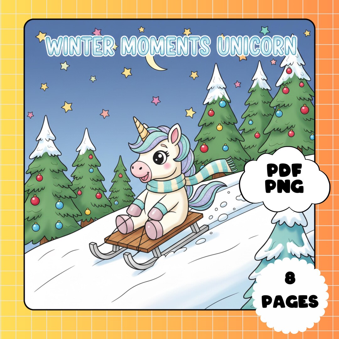 Winter Unicorn Coloring Pages for Kids – Snowy Holiday Fun (PDF) - Etsy