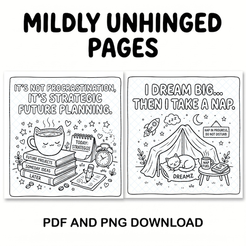 Mildly Unhinged Snarky Adult Coloring Pages | Dark Humor Stress Relief ...