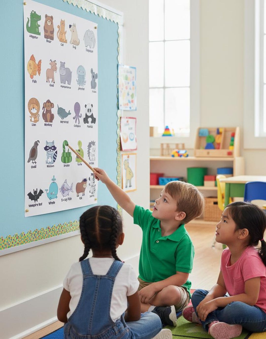 Alphabet Animal Poster for Kids, A-Z Wildlife Vocabulary Chart for ...