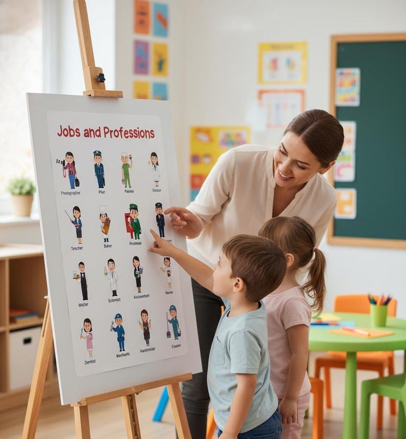 Jobs and Professions Rolled Poster | Educational Classroom Wall Art ...