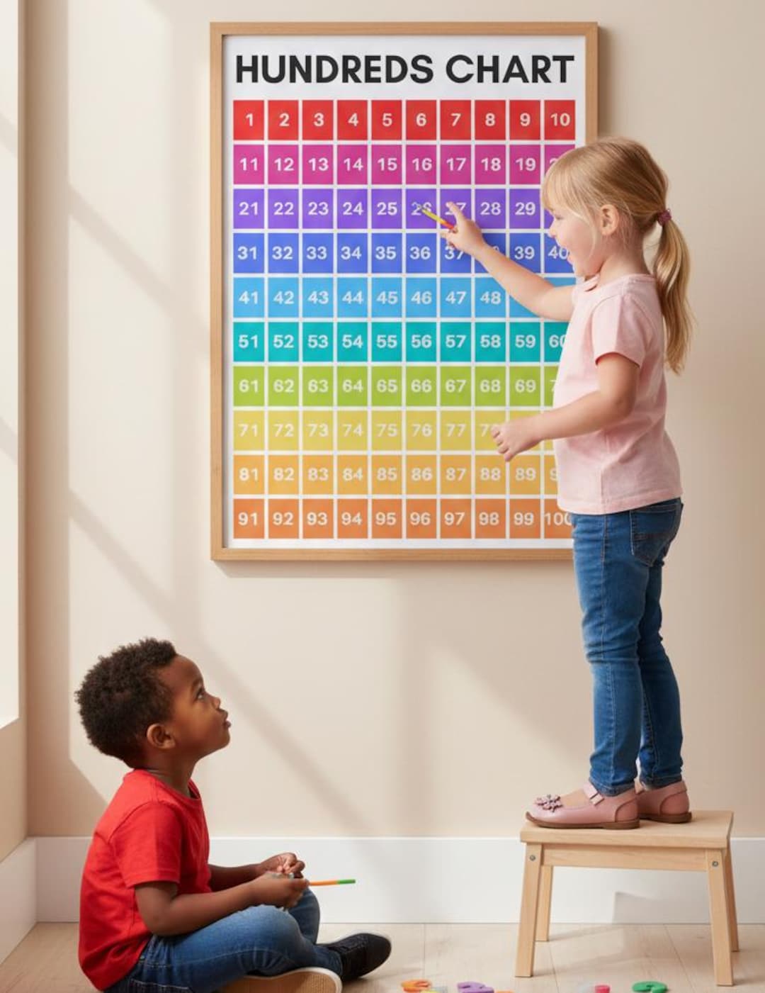Rainbow Hundreds Chart Poster | Rolled Poster, Classroom Number Wall ...