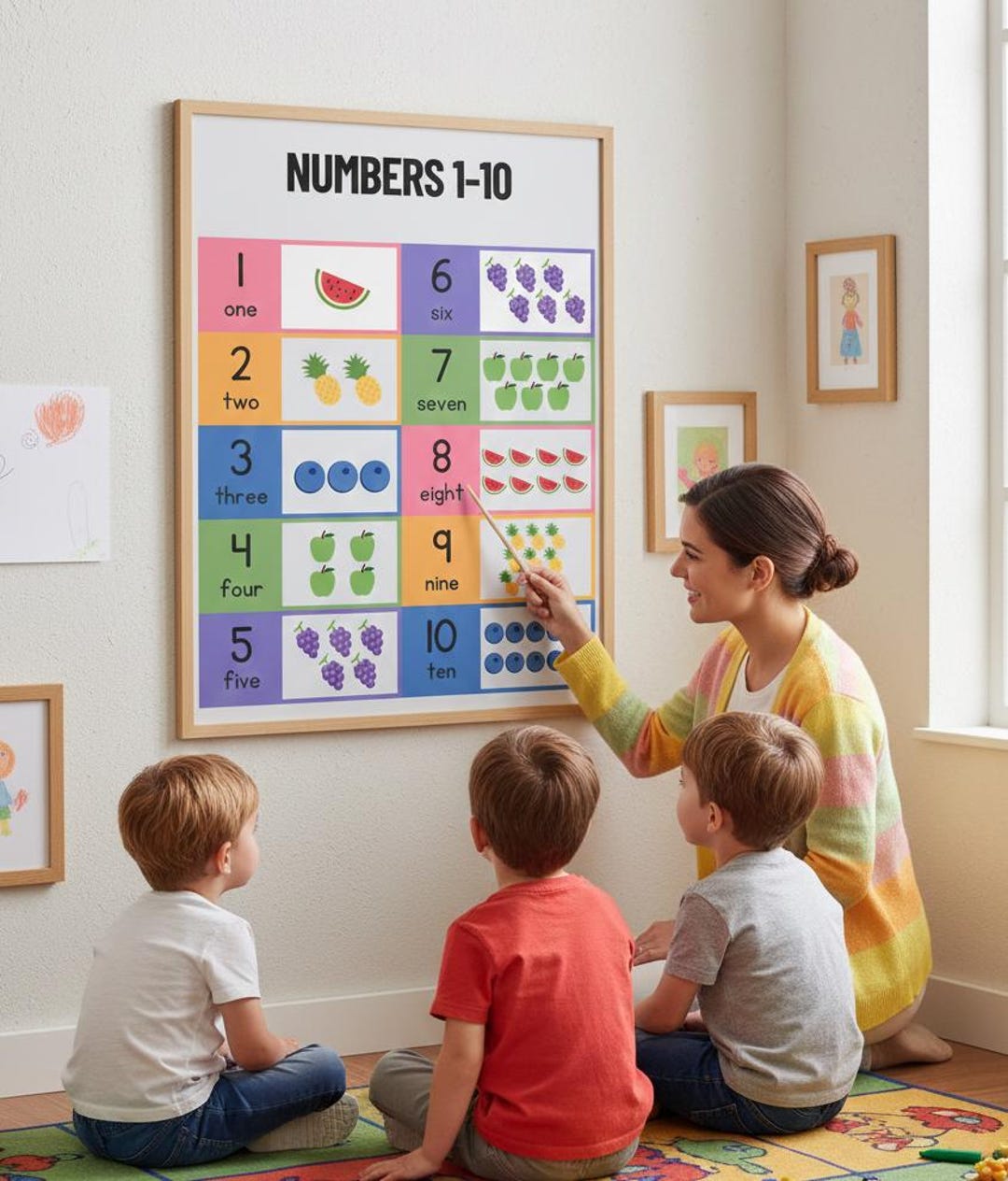 Numbers 1-10 Educational Poster Rolled Posters | Counting Chart for ...