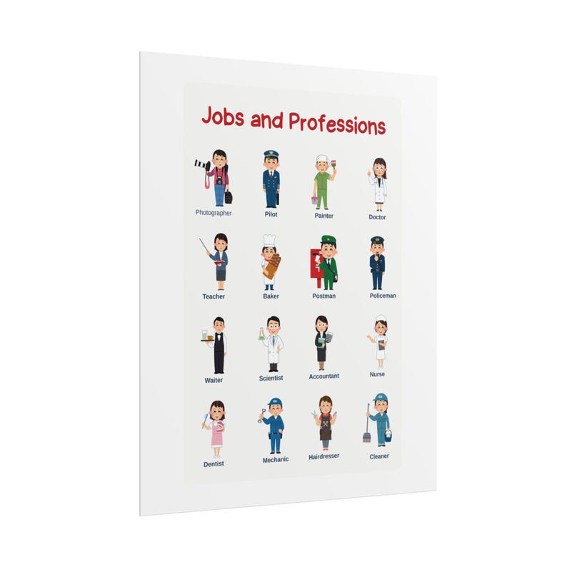 Jobs and Professions Rolled Poster | Educational Classroom Wall Art ...