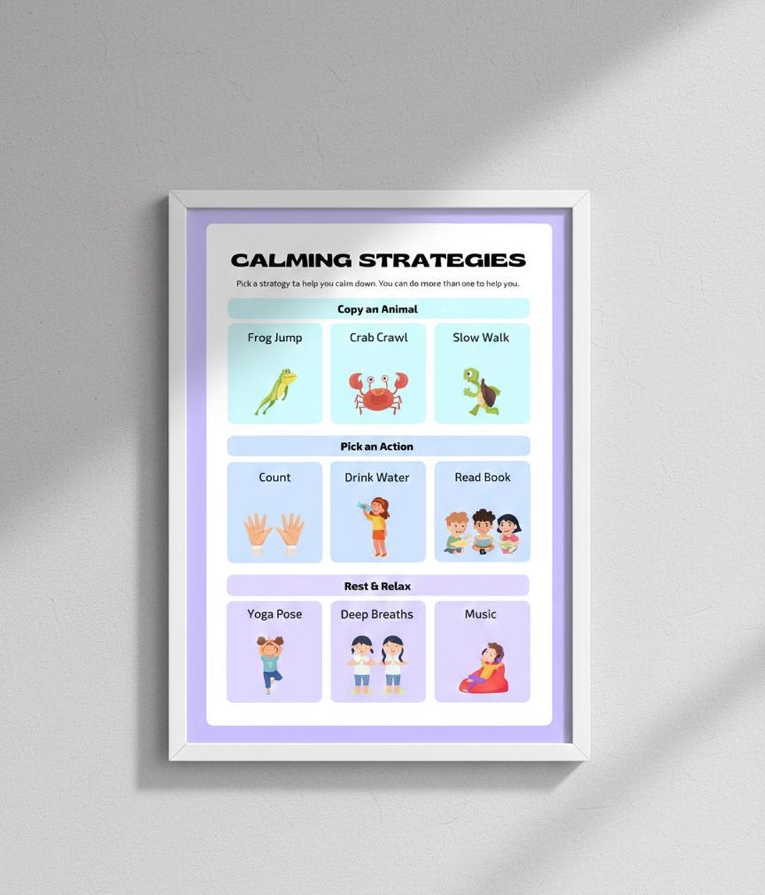 Calming Strategies Rolled Poster | Classroom Behavior Visual Aid - Etsy