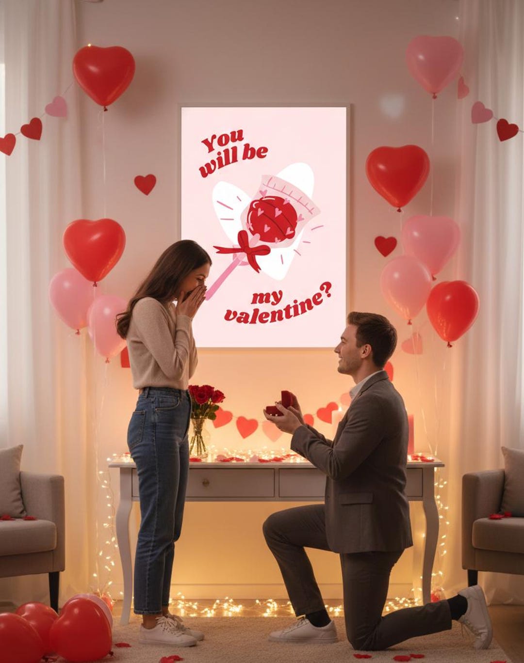 You Will Be My Valentine? Rolled Poster | Valentine Heart Lollipop Art ...