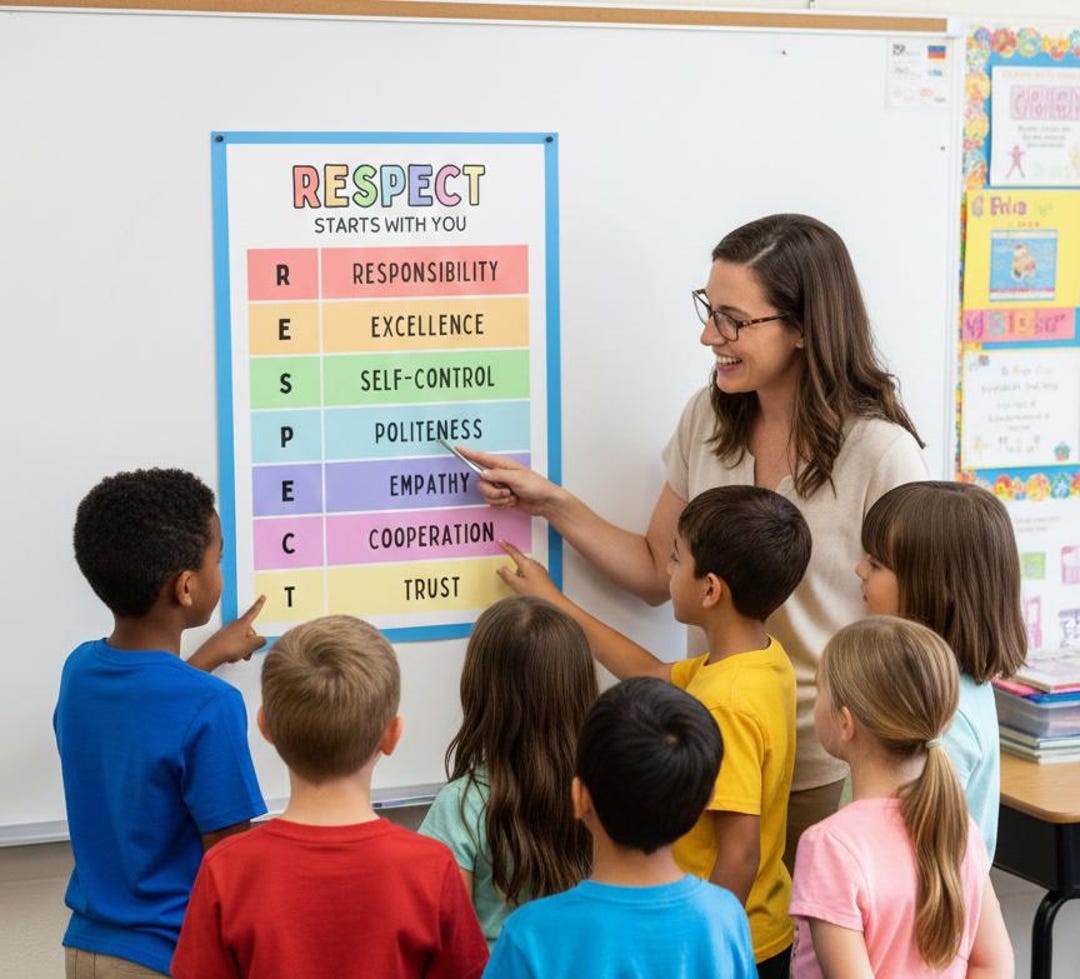 Respect Acrostic Poster, Classroom Decor, School Values (digital ...