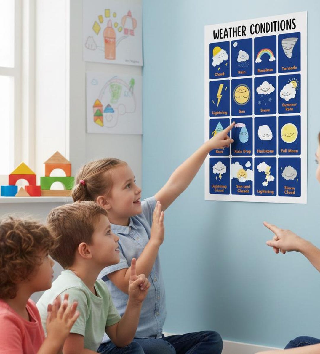 Weather Conditions Poster | Rolled Poster, Cute Weather Icons, Nursery ...