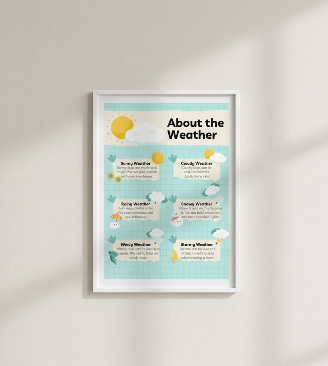 About the Weather Rolled Poster | Classroom Weather Chart, Sunny Cloudy ...