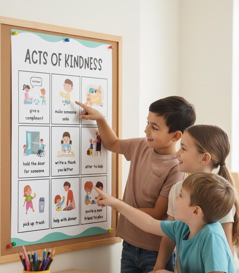 Acts of Kindness Poster for Kids, Social Emotional Learning Wall Art ...