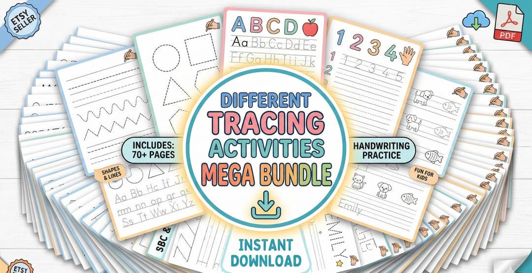Alphabet Tracing Worksheets Mega Bundle, Preschool Handwriting Practice ...