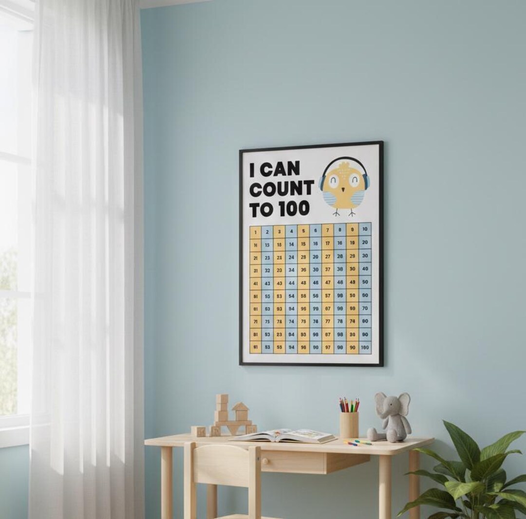 Hundreds Chart Poster, Boho Classroom Decor, Montessori Math (digital ...