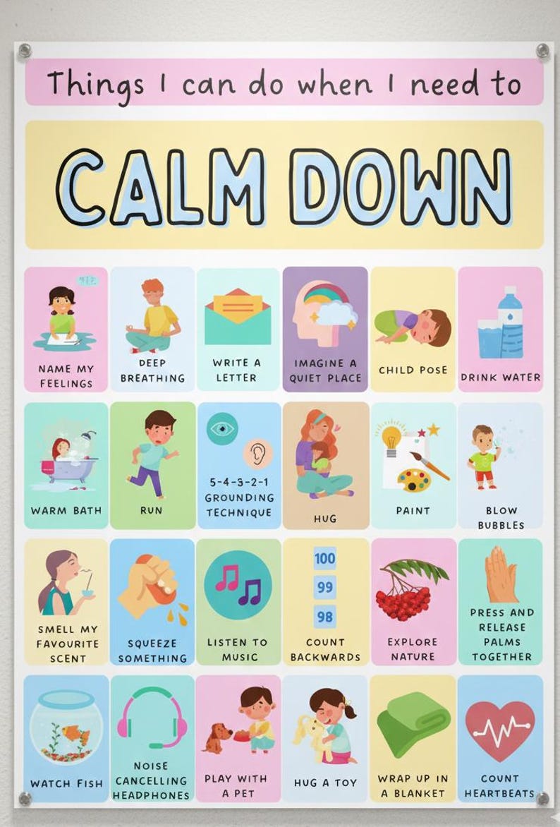 Calm Down Corner Poster Set, Visual Schedule for Kids, Calming ...