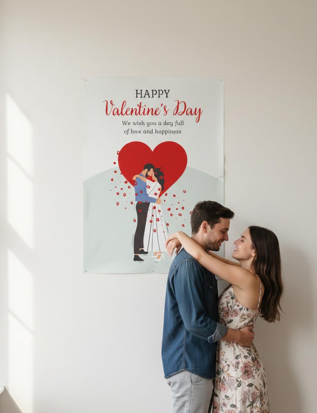 Romantic Couple Hugging Valentine's Day Poster | Love Story Home Decor ...