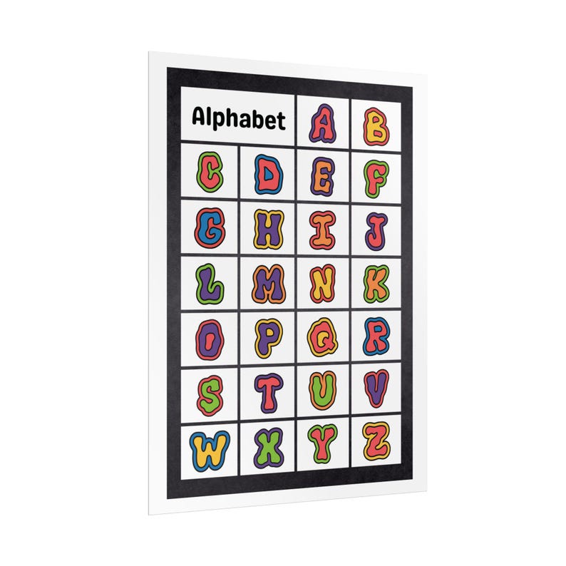 Colorful Alphabet Chart Rolled Poster | Kids Classroom Wall Art - Etsy