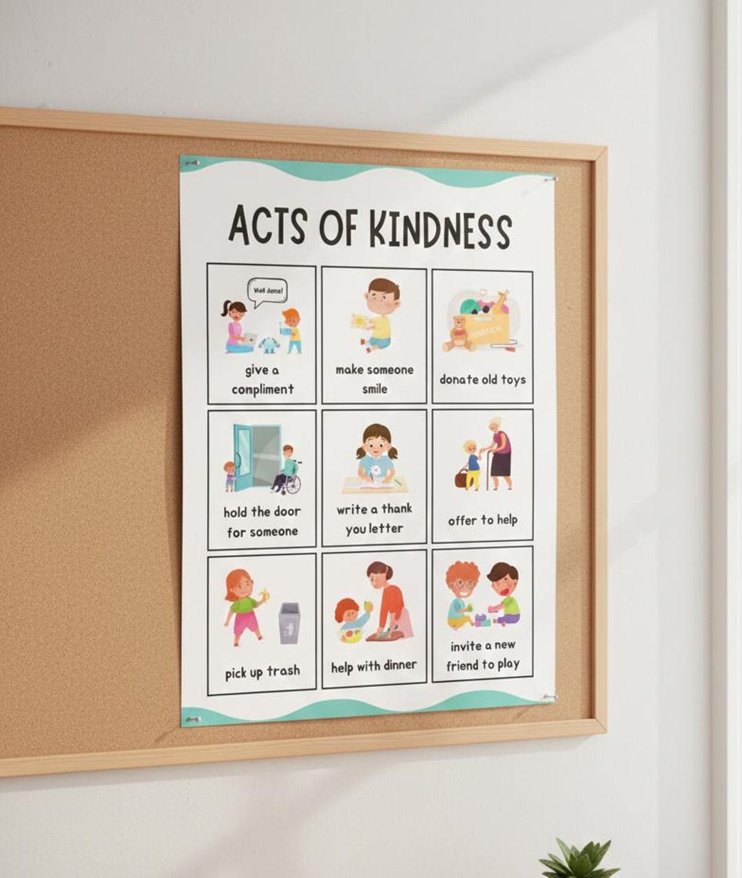 Acts of Kindness Poster for Kids, Social Emotional Learning Wall Art ...
