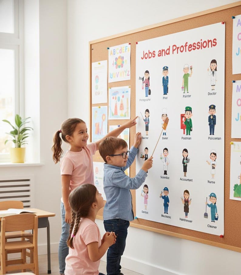 Jobs and Professions Poster for Kids, Community Helpers Wall Art ...