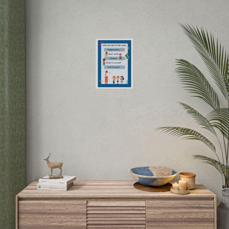How We Line up for Class Rolled Poster | Classroom Rules Kids Wall Art ...