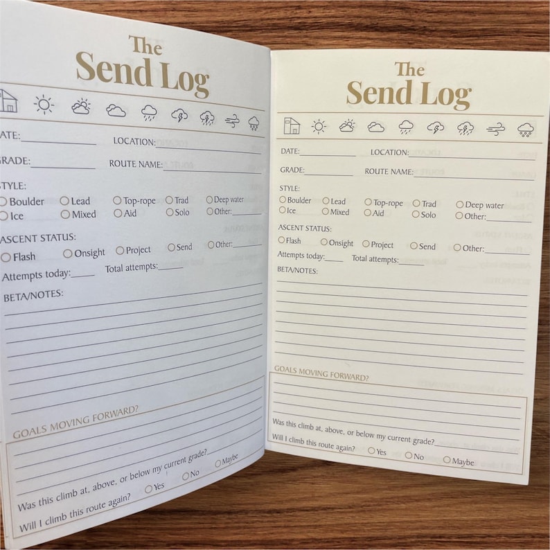 The Send Log: Detailed Climber’s Log Book for Tracking Climbs, Beta ...