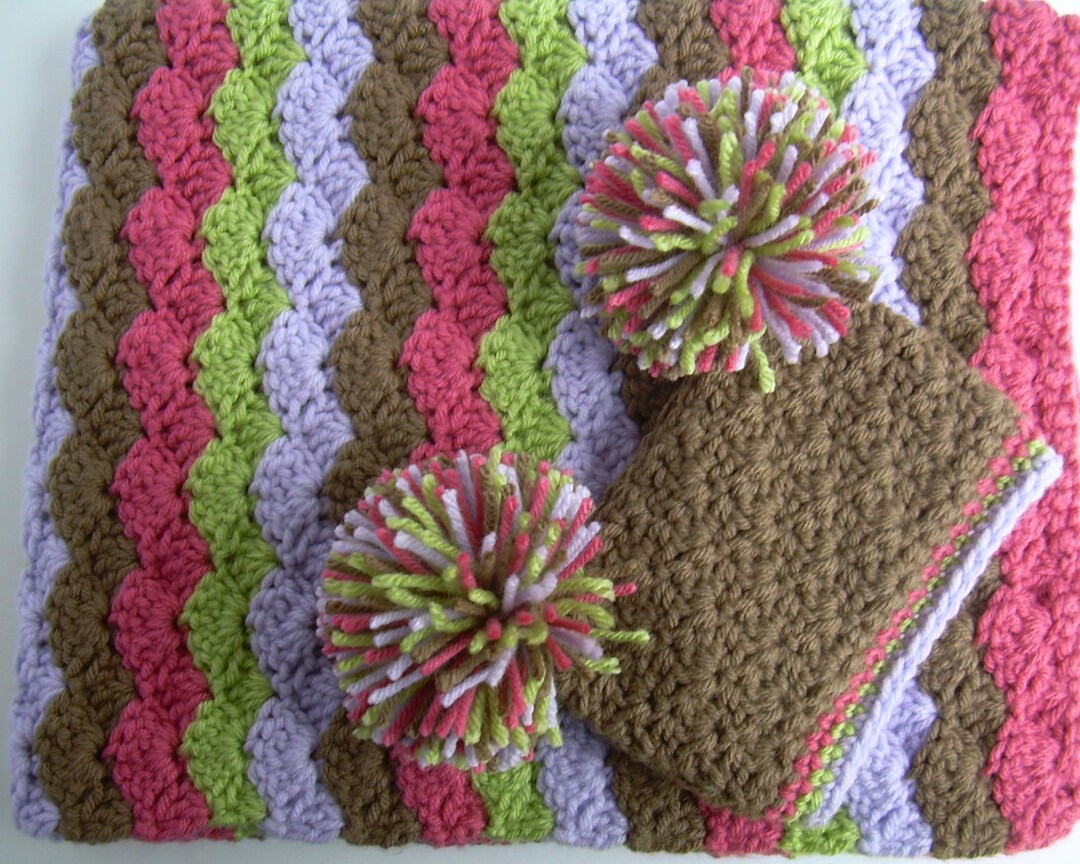 Baby Girl Gift Set Crochet Baby Crib Blanket and Hat Gift - Etsy