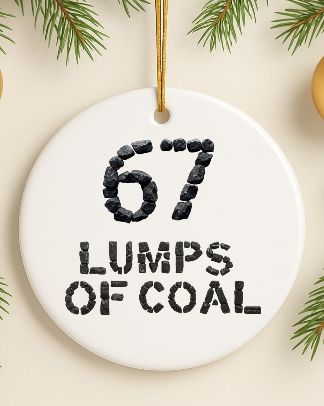 Six Seven Lumps of Coal Ceramic Christmas Ornament, 67 Trendy Christmas ...