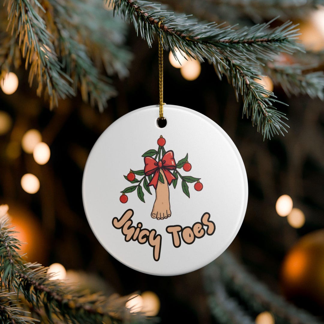 Juicy Toes Foot With Holly Bow Ceramic Ornament | Christmas Tree ...
