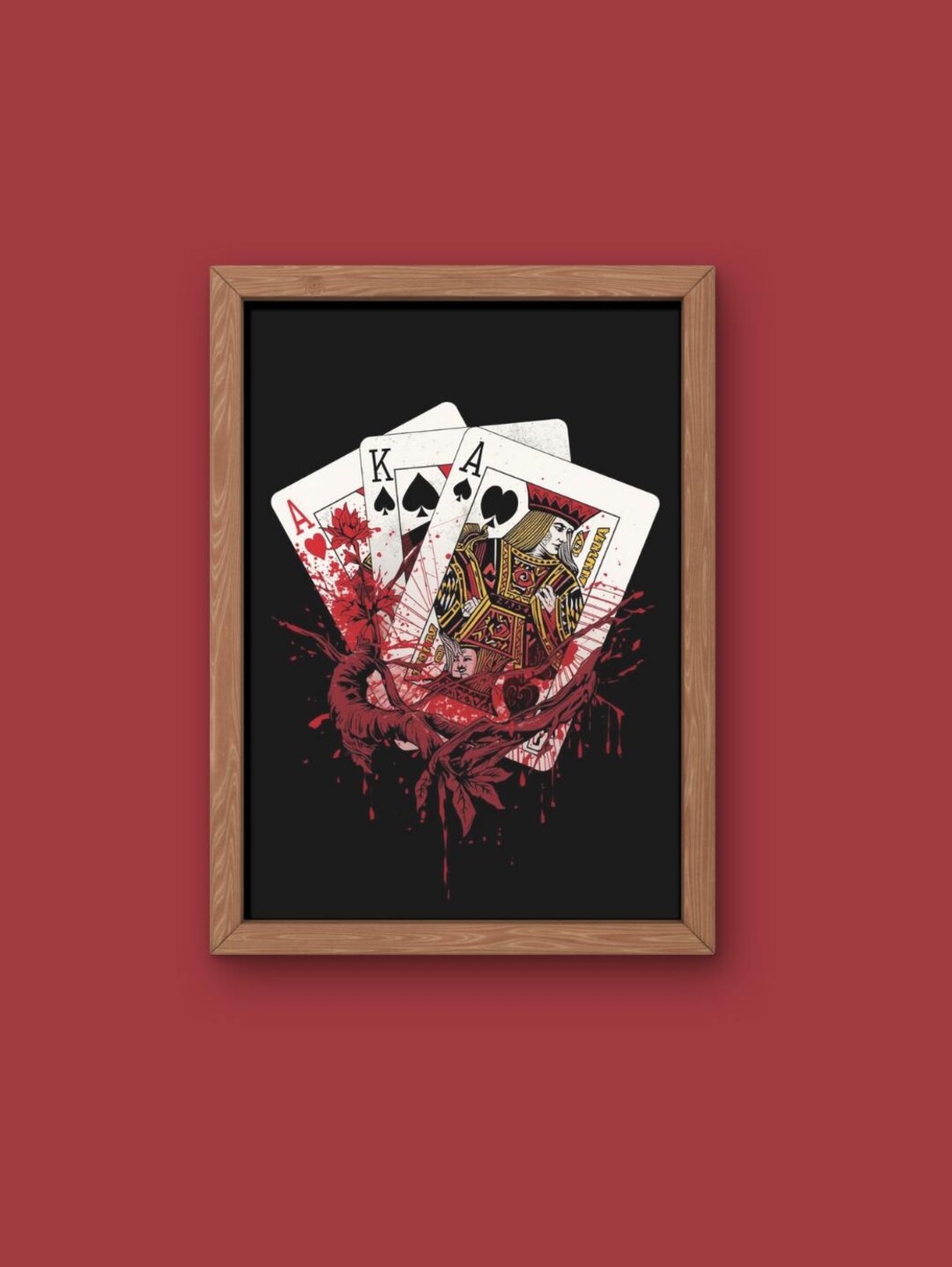 Gothic Poker Cards Art Print, Bloody Rose Illustration (digital ...