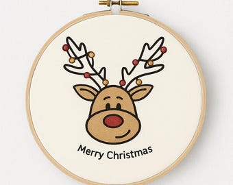 Christmas Reindeer Hand Embroidery Pattern - Etsy