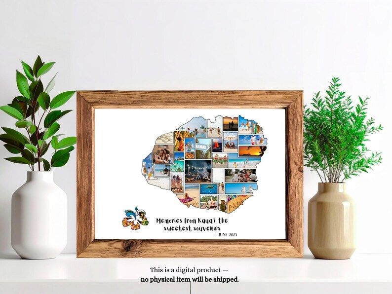 Kauai Island Hawaii State Map Photo Collage Travel Memories Vacation ...